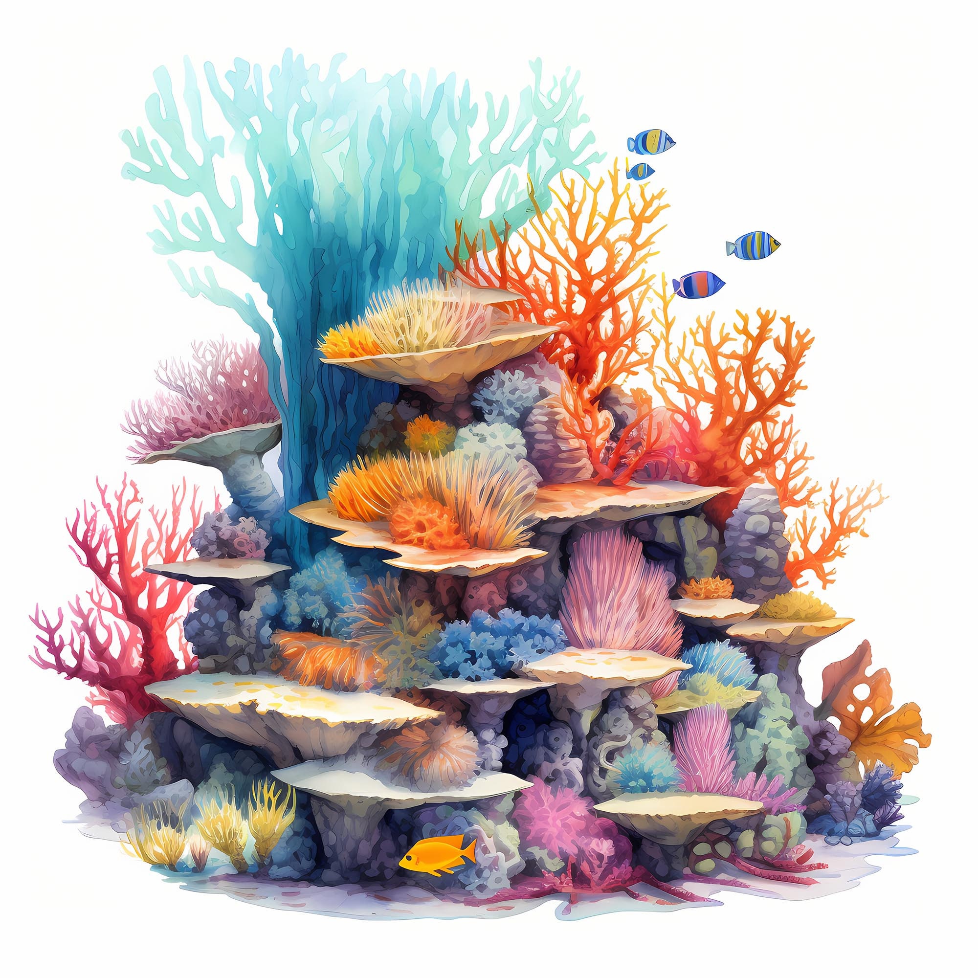 Great Barrier Reef Marine Park Watercolor Sketch Art Set, Great Barrier ...