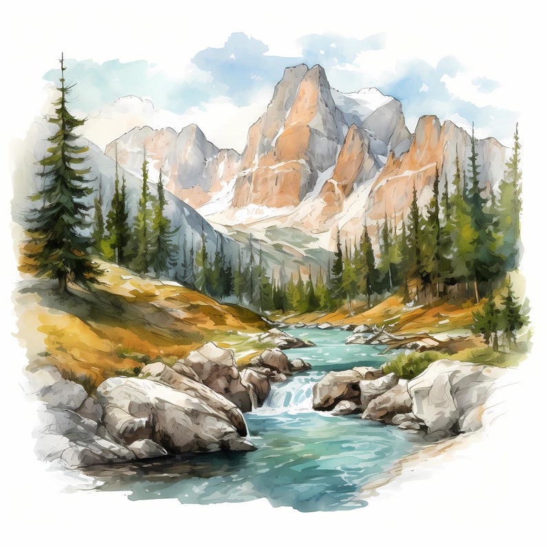 Triglav National Park Watercolor Sketch, Triglav National Park ...