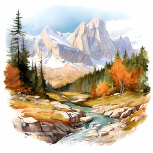 Triglav National Park Watercolor Sketch, Triglav National Park ...
