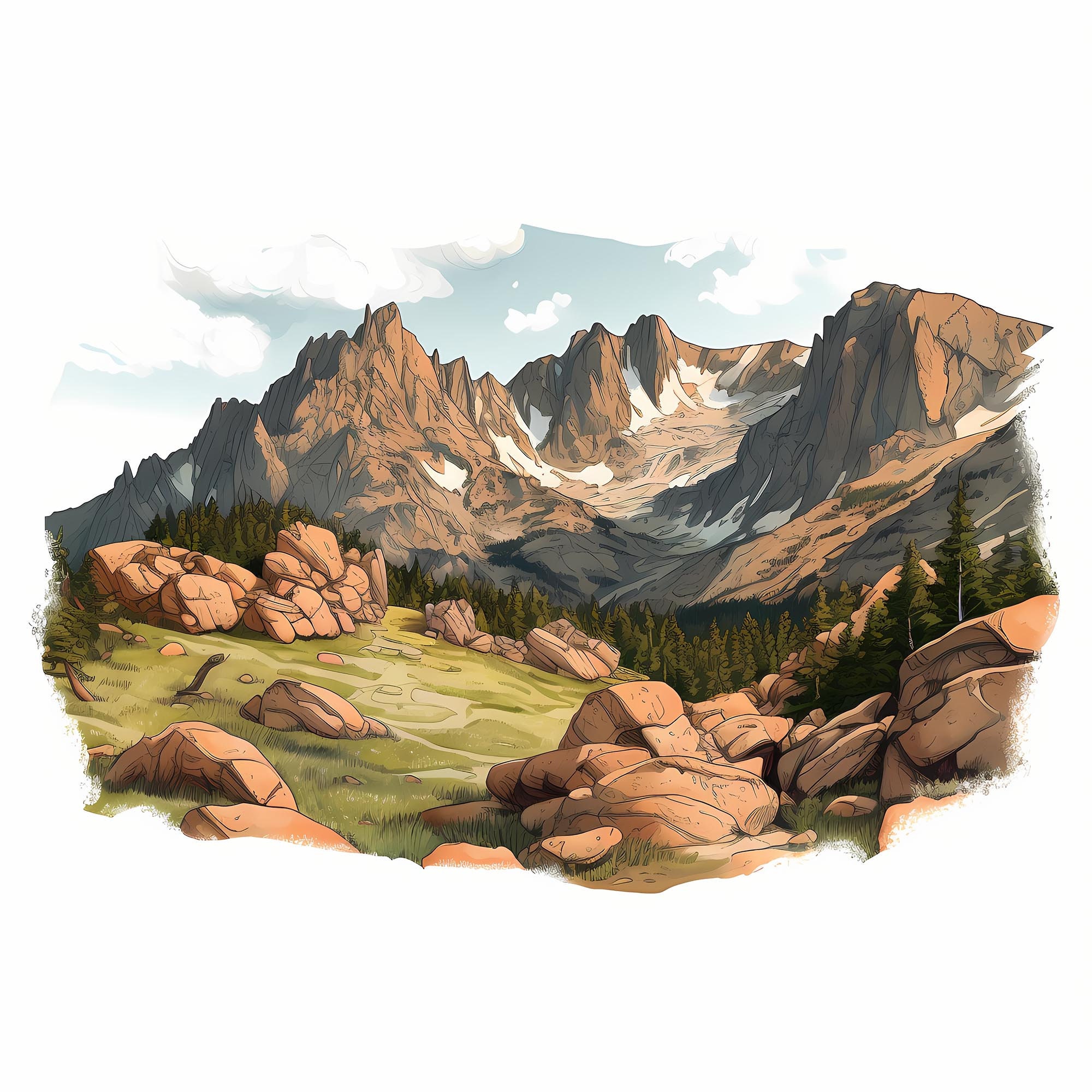 Rocky Mountain National Park Watercolor Sketch Art Bundle - Etsy