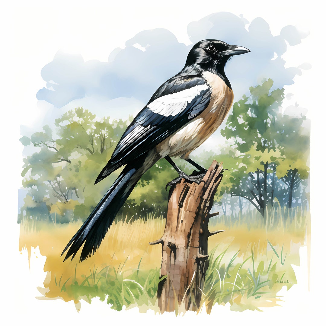 Magpie Watercolor Clipart Bundle, Cute Colorful Magpie Set, Nursery ...