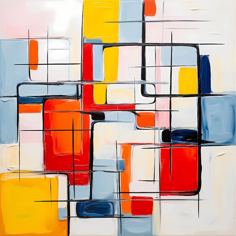 Vibrant Abstract Art Board Print Bundle, Vibrant Grid Wall Art & Decor ...