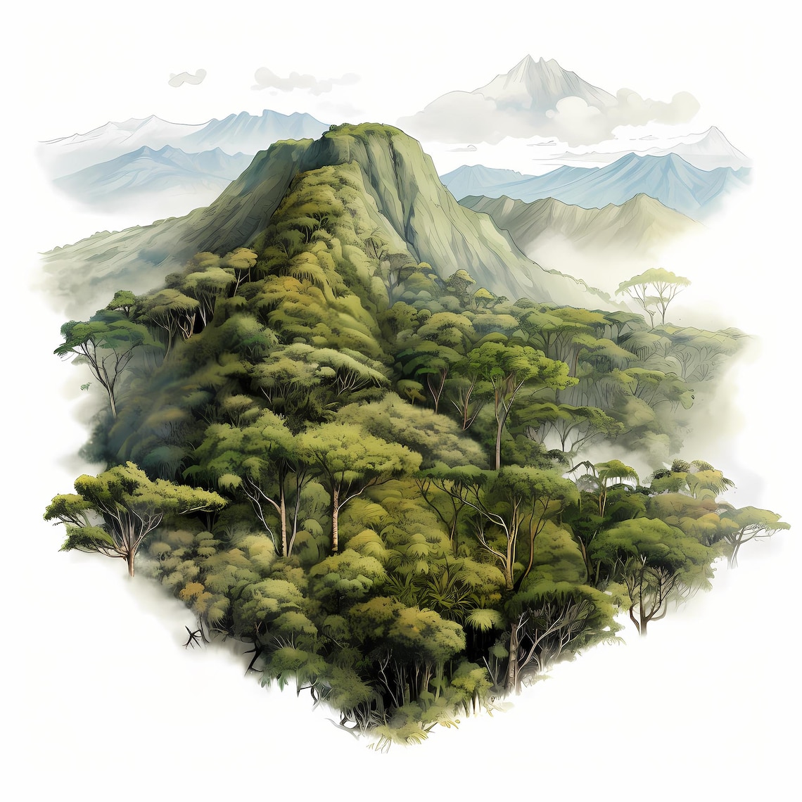 Monteverde Cloud Forest Reserve Watercolor Sketch, Monteverde Cloud ...