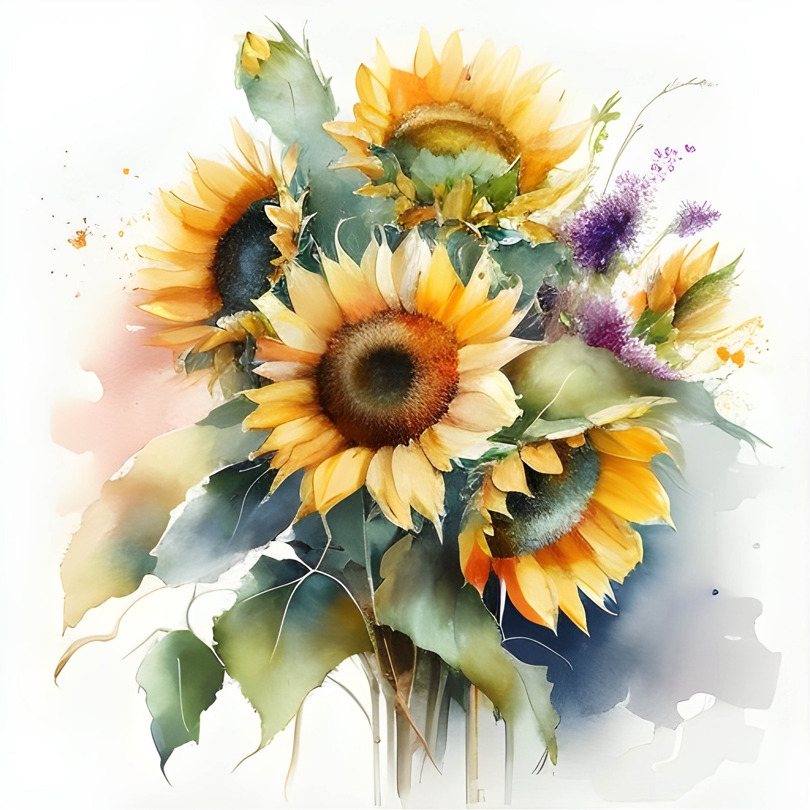 Sunflower Bouquet Watercolor Clipart Watercolor Floral - Etsy