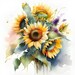 Sunflower Bouquet Watercolor Clipart, Watercolor Floral Clipart ...