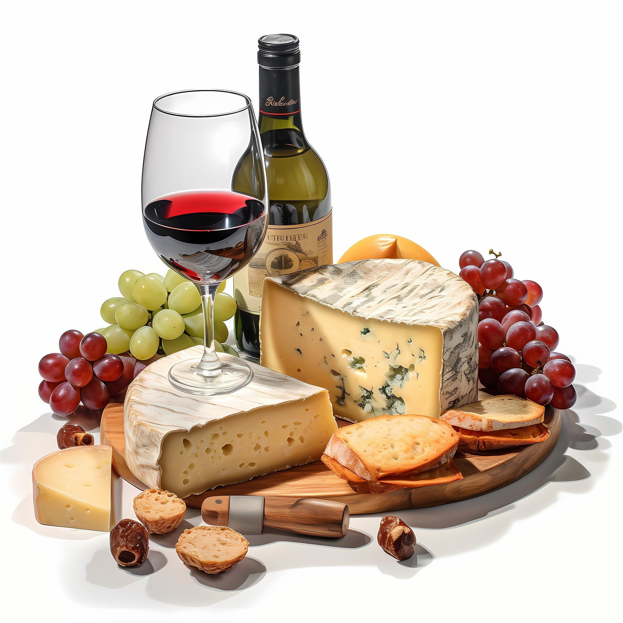 Wine and Cheese Sketch Clipart Bundle, Romantic Wine and Cheese ...