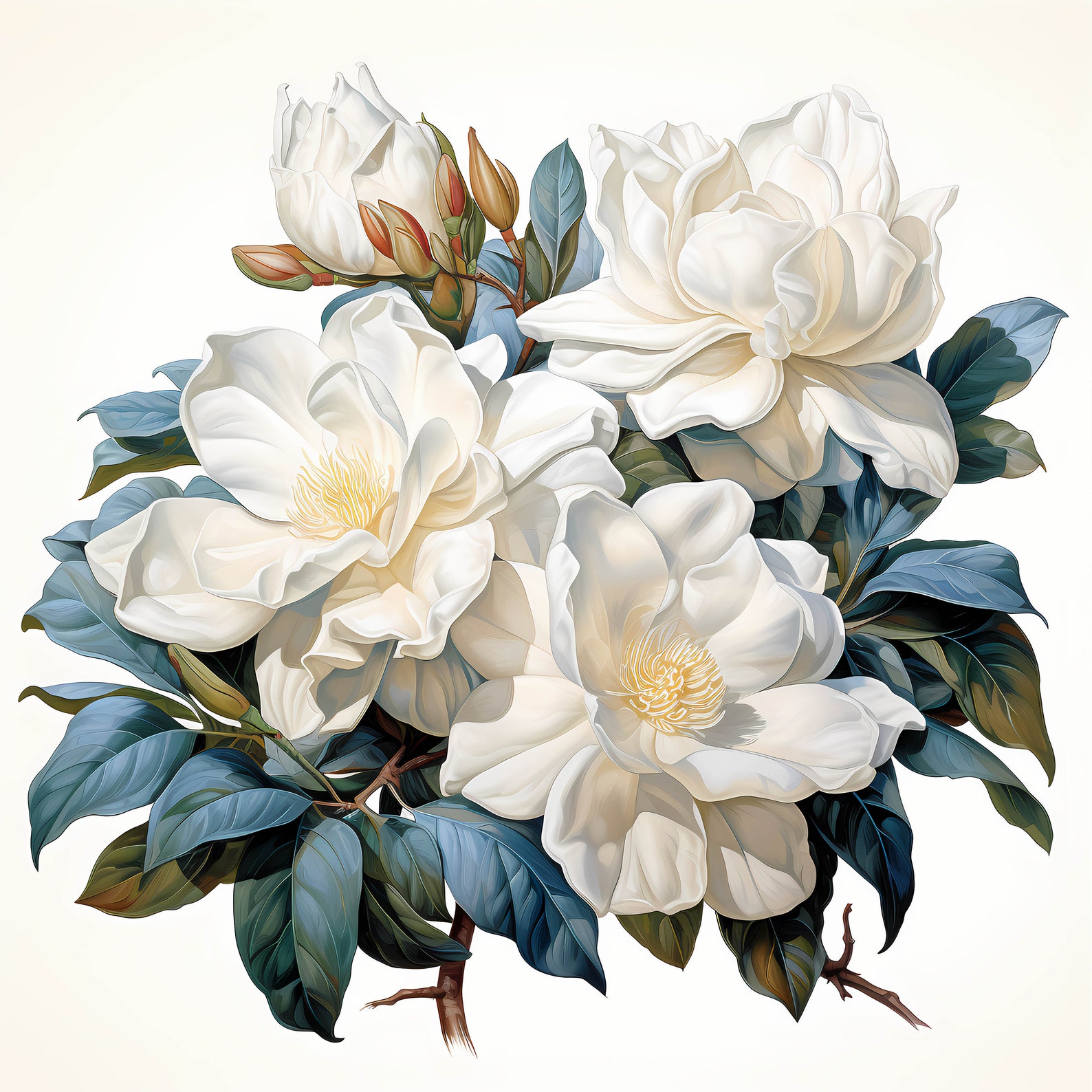 Gardenia Watercolor Clipart Bundle, Gardenia Bouquet Floral Clipart ...