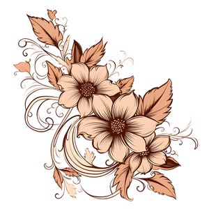 Watercolor Boho Simple Flowers, Bohemian Flowers Beige Bouquet Clipart ...