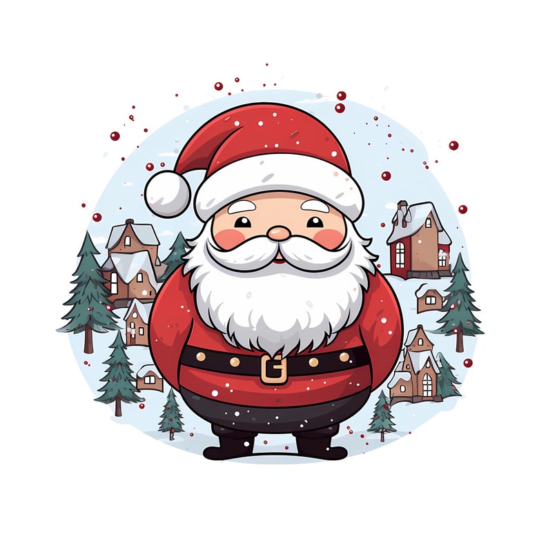Watercolor Santa PNG Clipart Bundle, Cute Santa Christmas Watercolor ...