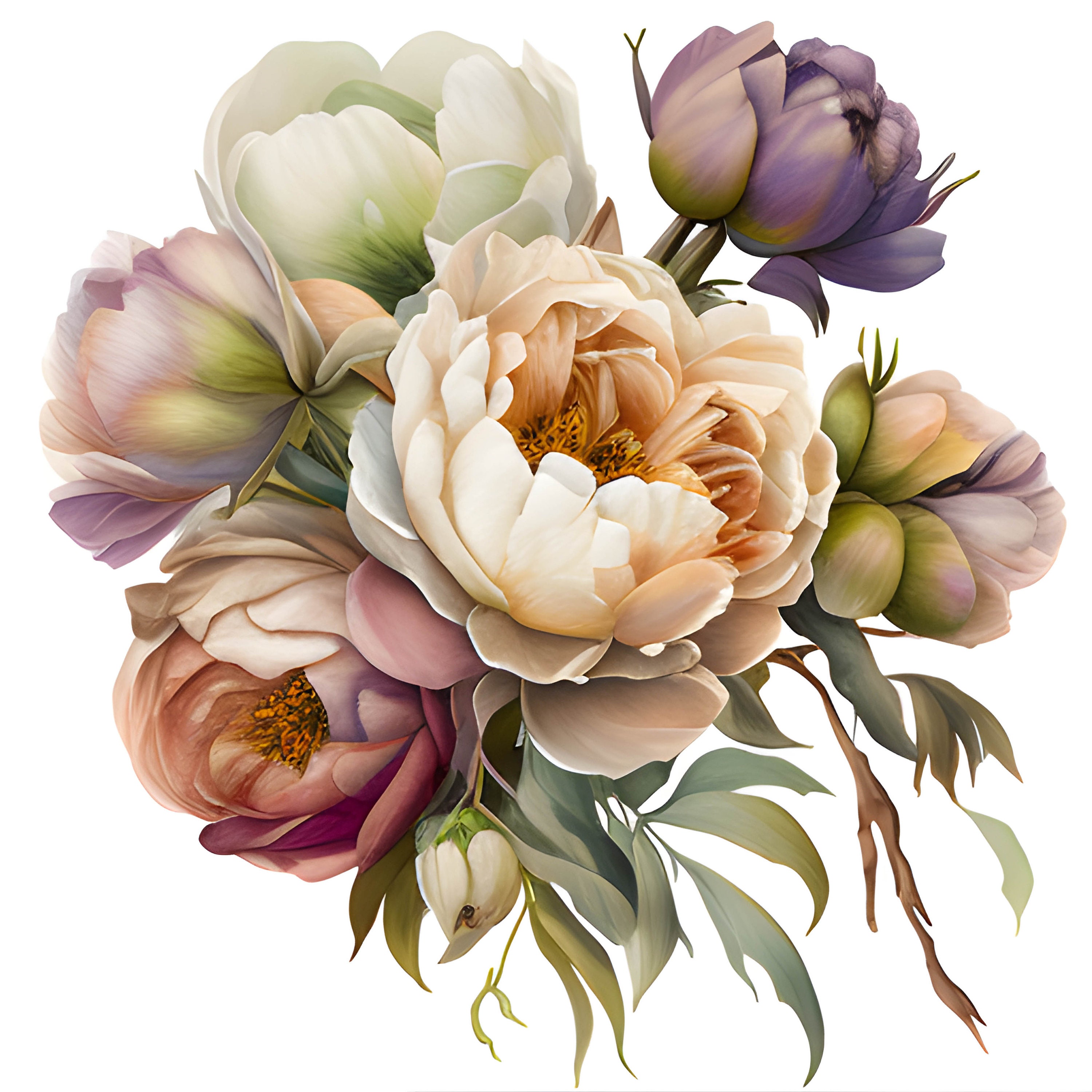 Watercolor Iridescent Peony Clipart Peonies Flowers Floral - Etsy