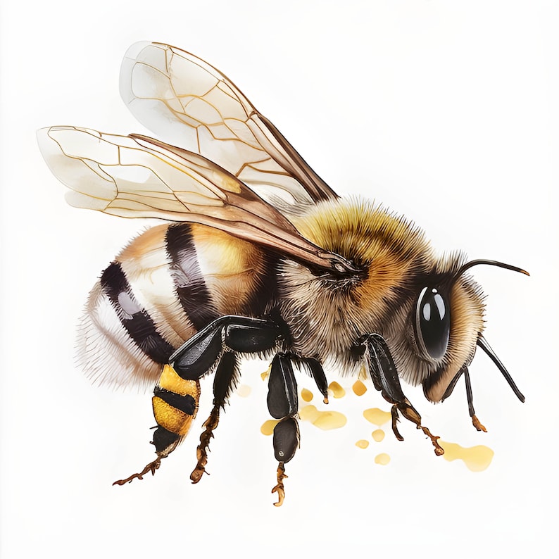 Watercolor Bumblebee Clipart Cute Garden Honey Bee Clipart - Etsy