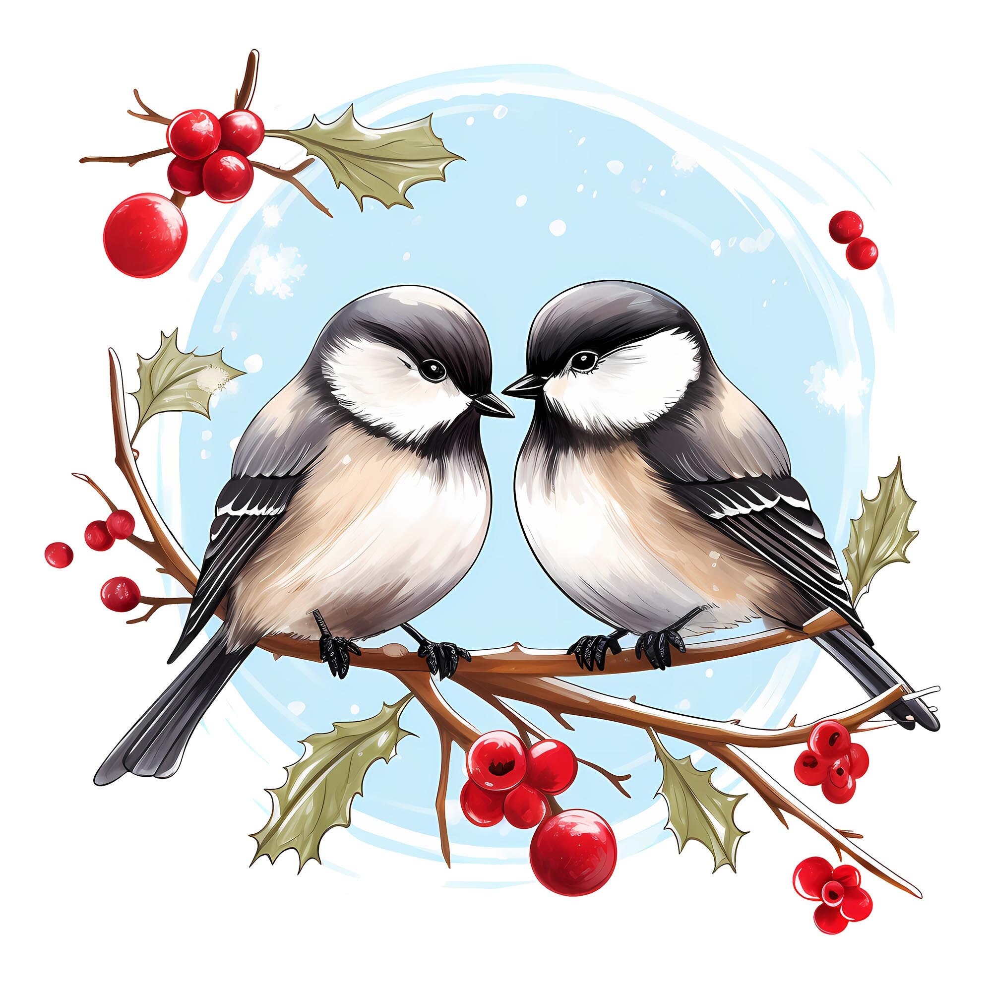 Happy Chickadee PNG Clipart Bundle Christmas Cards Chickadee - Etsy