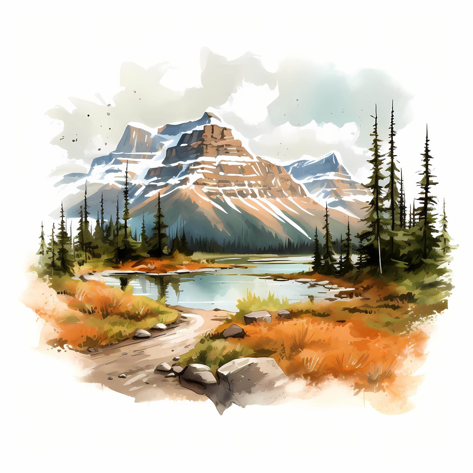 Jasper National Park Watercolor Sketch Art Bundle, Jasper National Park ...
