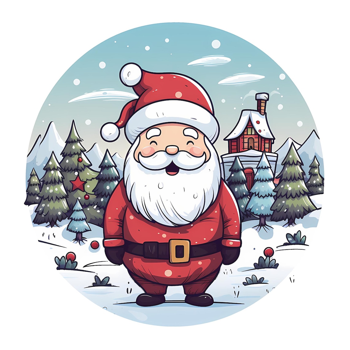 Watercolor Santa PNG Clipart Bundle Cute Santa Christmas - Etsy