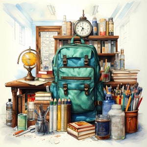 Back to School Illustrations Clipart Bundle, Back to School Theme Set ...