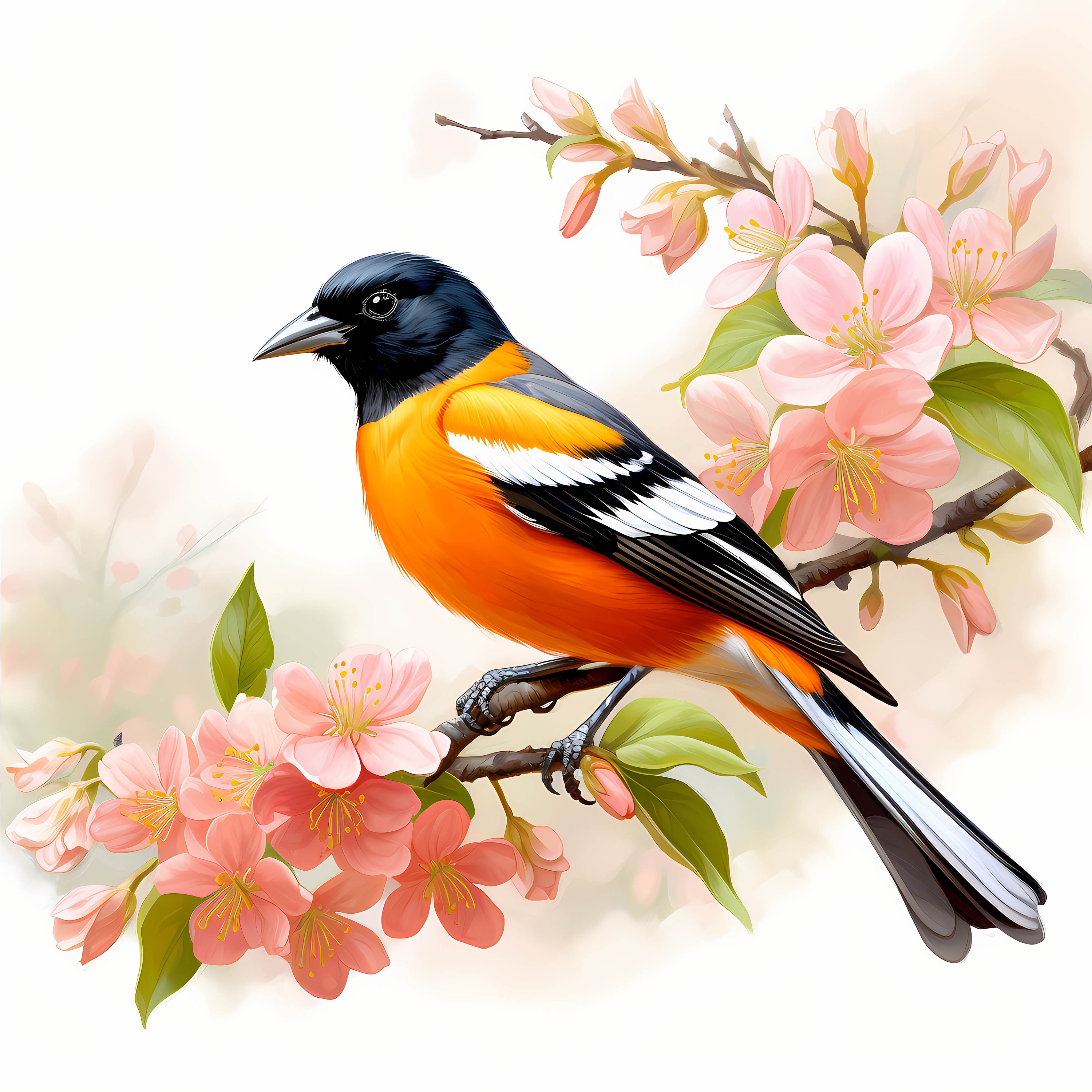 Baltimore Oriole Watercolor Clipart Bundle, Colorful Baltimore Oriole ...