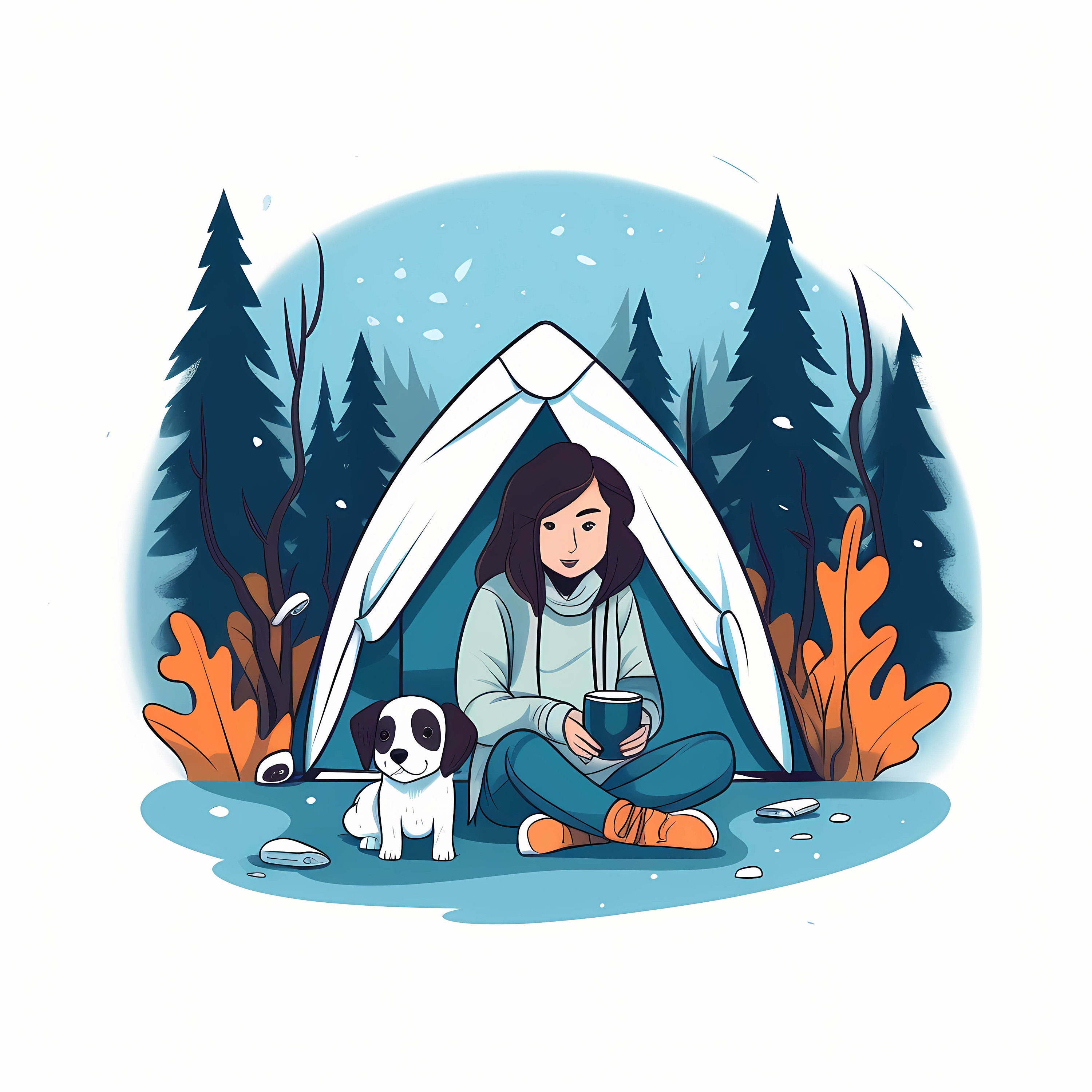 Camping Picnic Drawing Clipart Bundle Person Camping With - Etsy