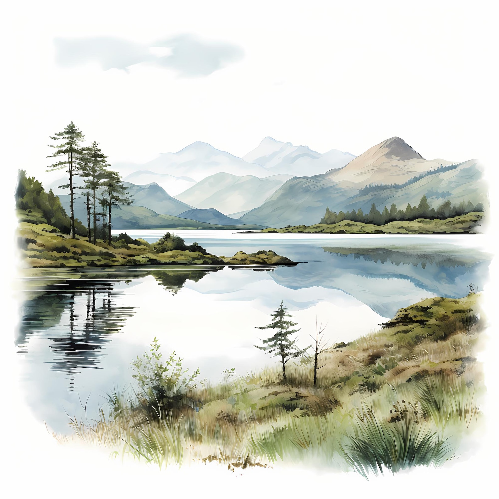 Loch Lomond and the Trossachs National Park Watercolor Sketch Art, Loch ...