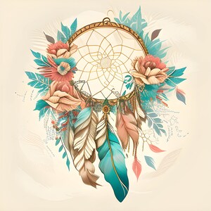 Boho Watercolor Dreamcatchers Clipart, Tribal, Feathers, Boho Style ...