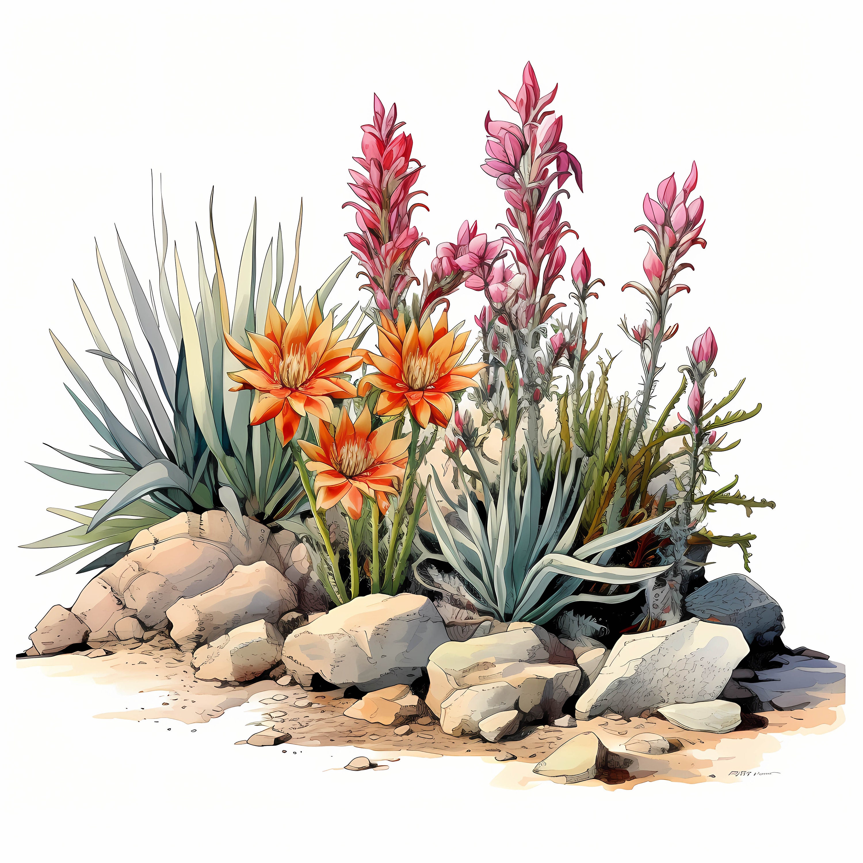 California Native Plants Clipart Bundle, Floral Colorful Sketch Clipart ...