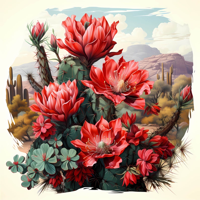 Cactus in Desert Watercolor Clipart Bundle Watercolor Floral - Etsy