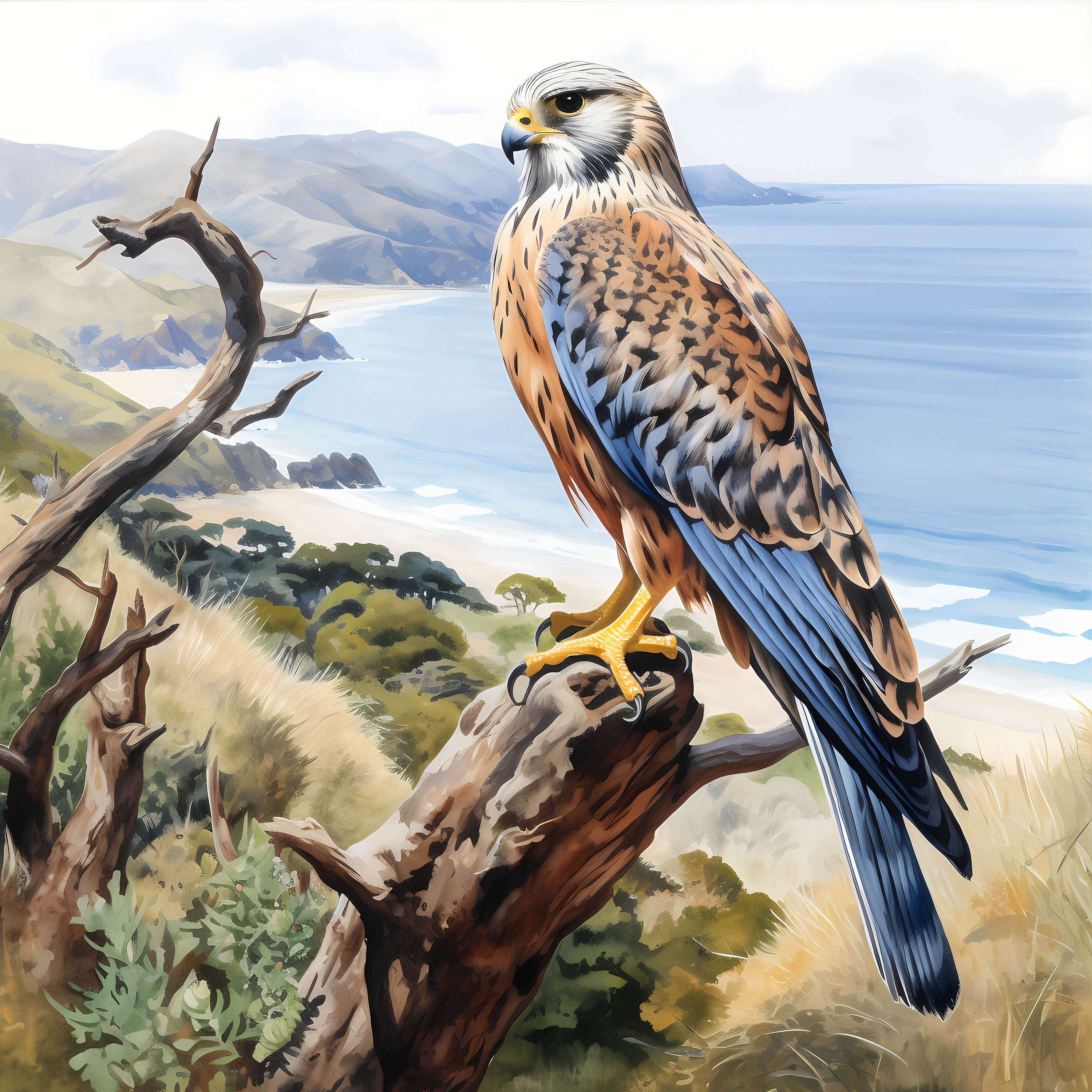 Kestrel Watercolor Clipart Bundle, Cute Colorful Kestrel Set, Nursery ...