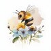 Watercolor Honey Bee Clipart, Spring Garden Bee Clipart, Wild Flowers ...