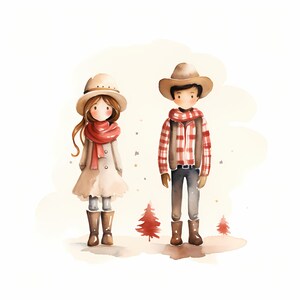 Watercolor Cowboy Kids Clipart, Western Cute Cowboy Kids Illustration ...