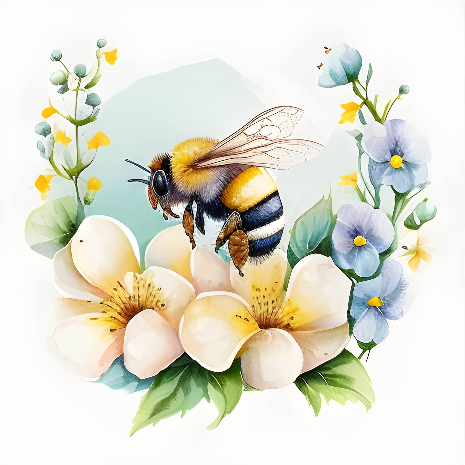 Watercolor Honey Bee Clipart Spring Garden Bee Clipart Wild - Etsy