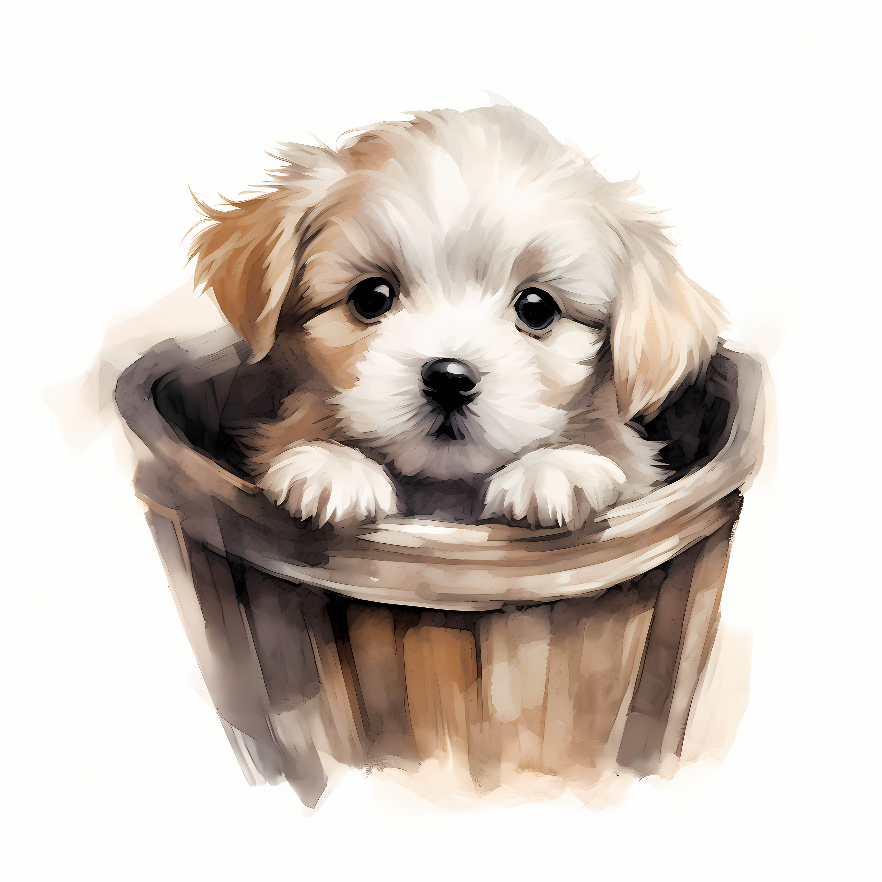 Watercolor Cute Puppy Clipart, Funny Dog Clipart, Sublimation Design ...