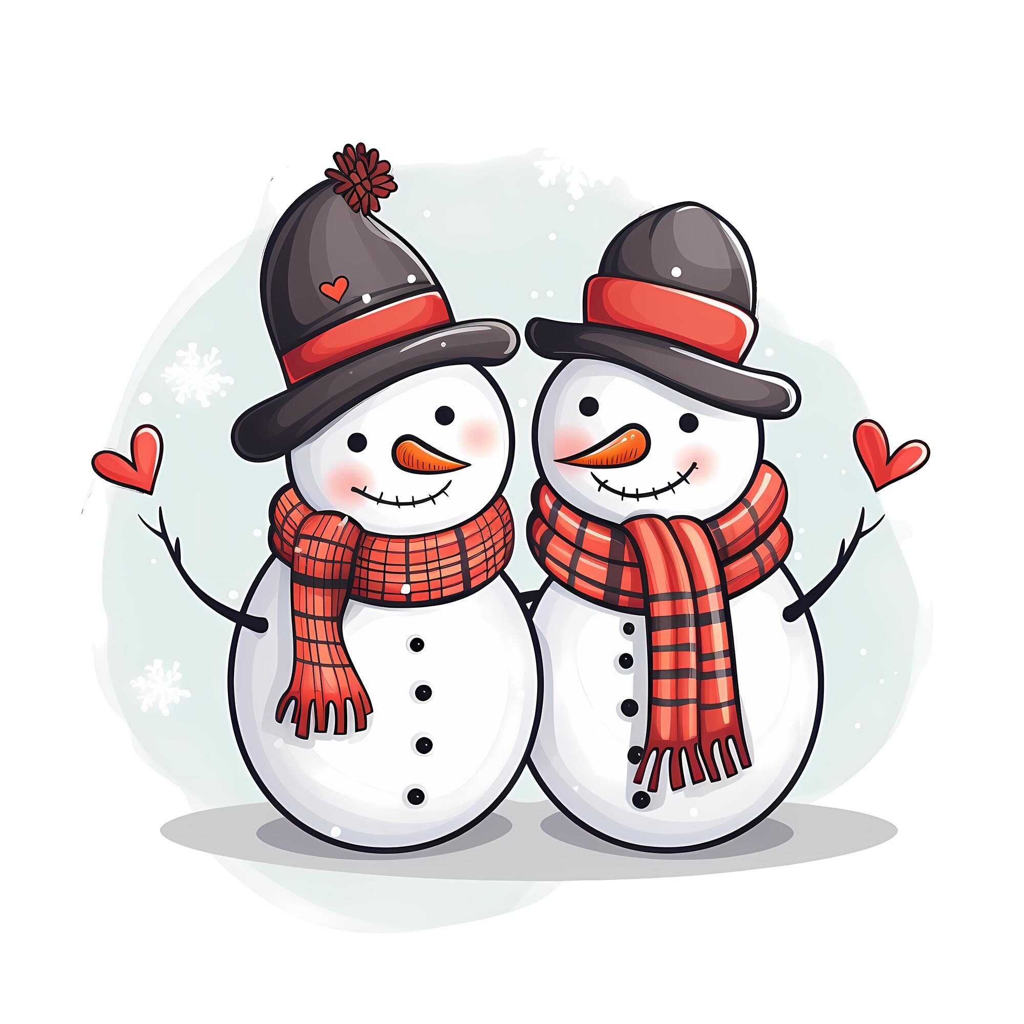 Happy Christmas Snowman PNG Couple Clipart, Cute Christmas Snowman ...