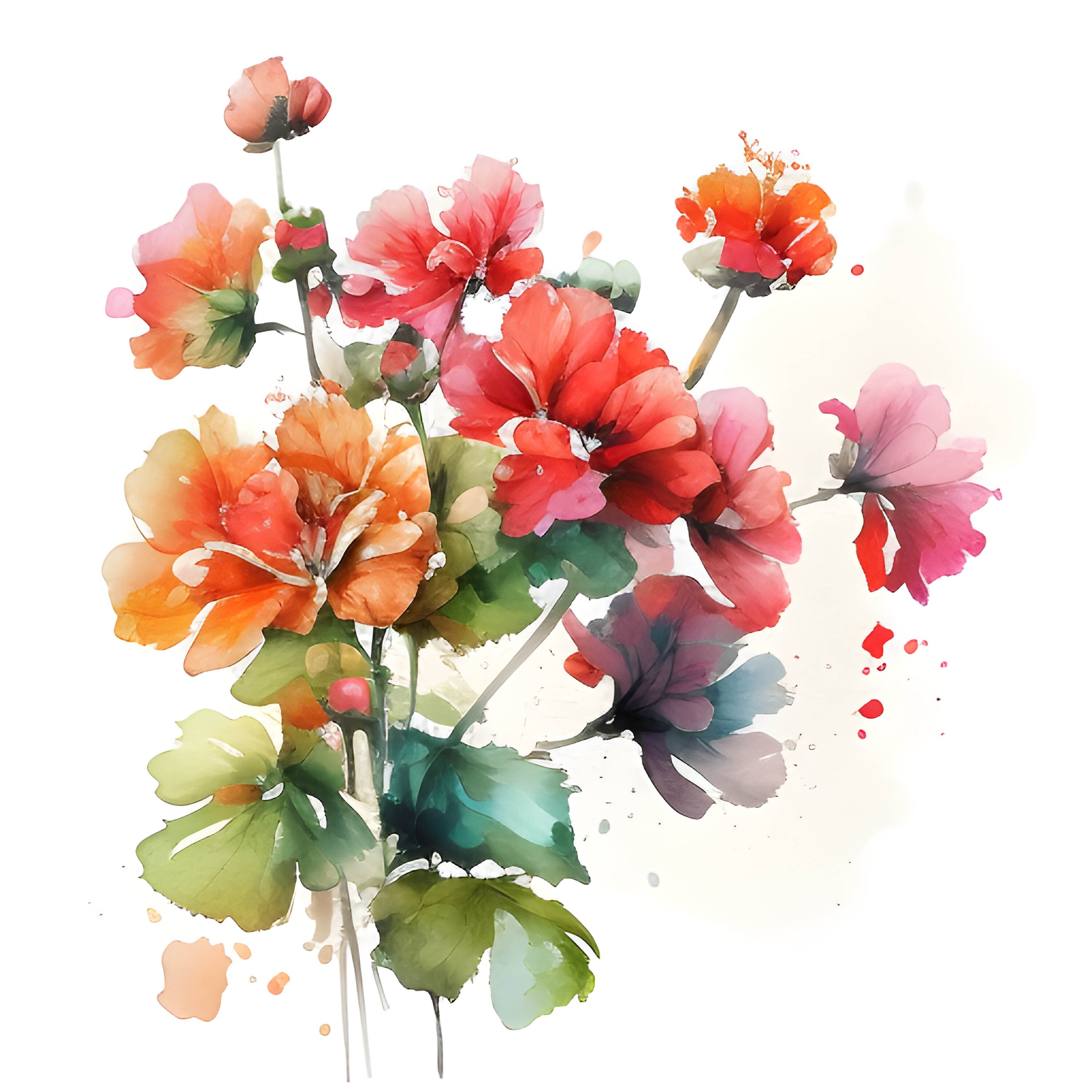 Geranium Watercolor Clipart Watercolor Floral Clipart - Etsy