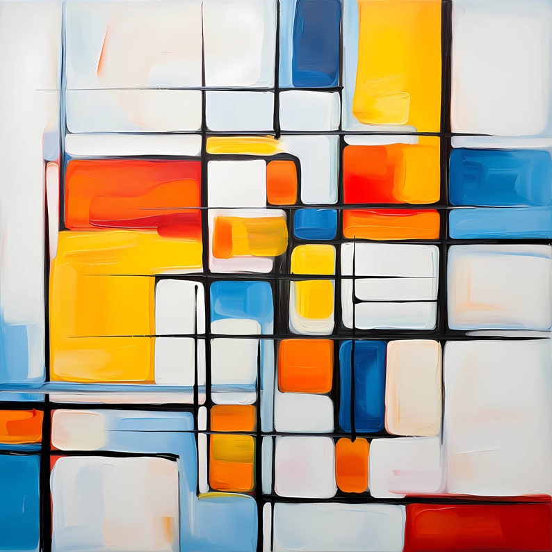 Vibrant Abstract Art Board Print Bundle, Vibrant Grid Wall Art & Decor ...