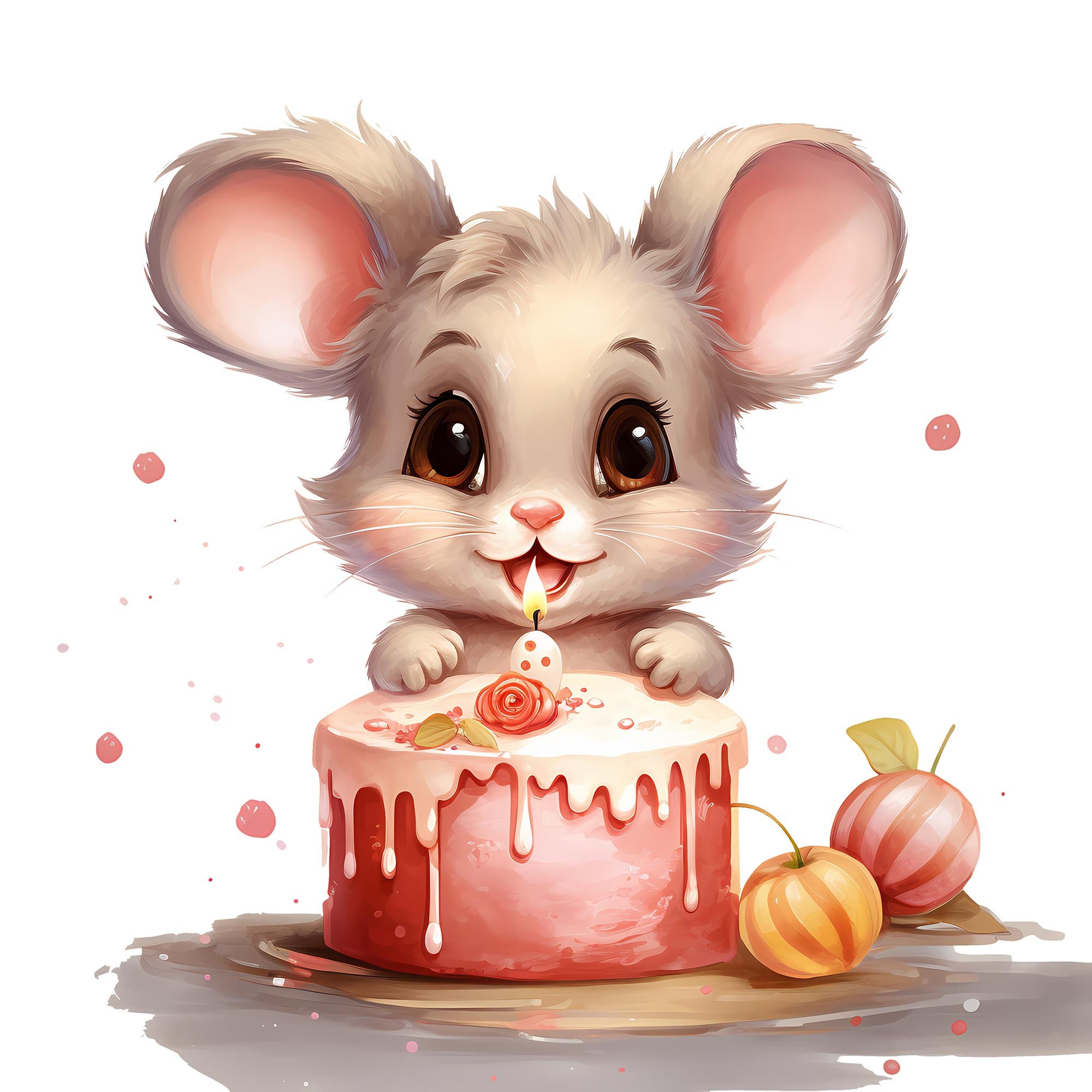 Cute Mouse With Birthday Cake PNG Clipart Bundle, Birthday Cake With ...