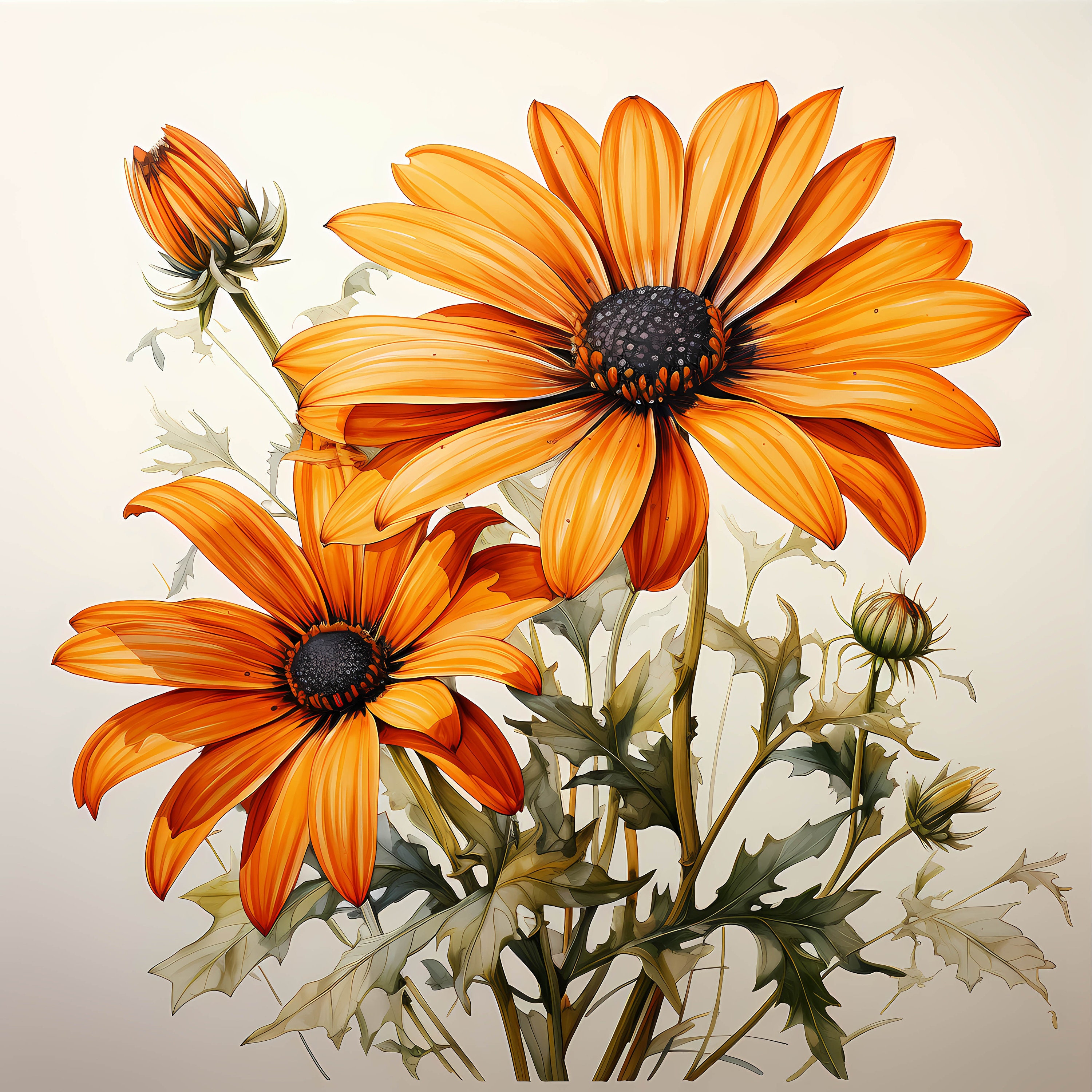 Colorful Daisy Watercolor Clipart, Floral Daisy Clipart, Colorful ...