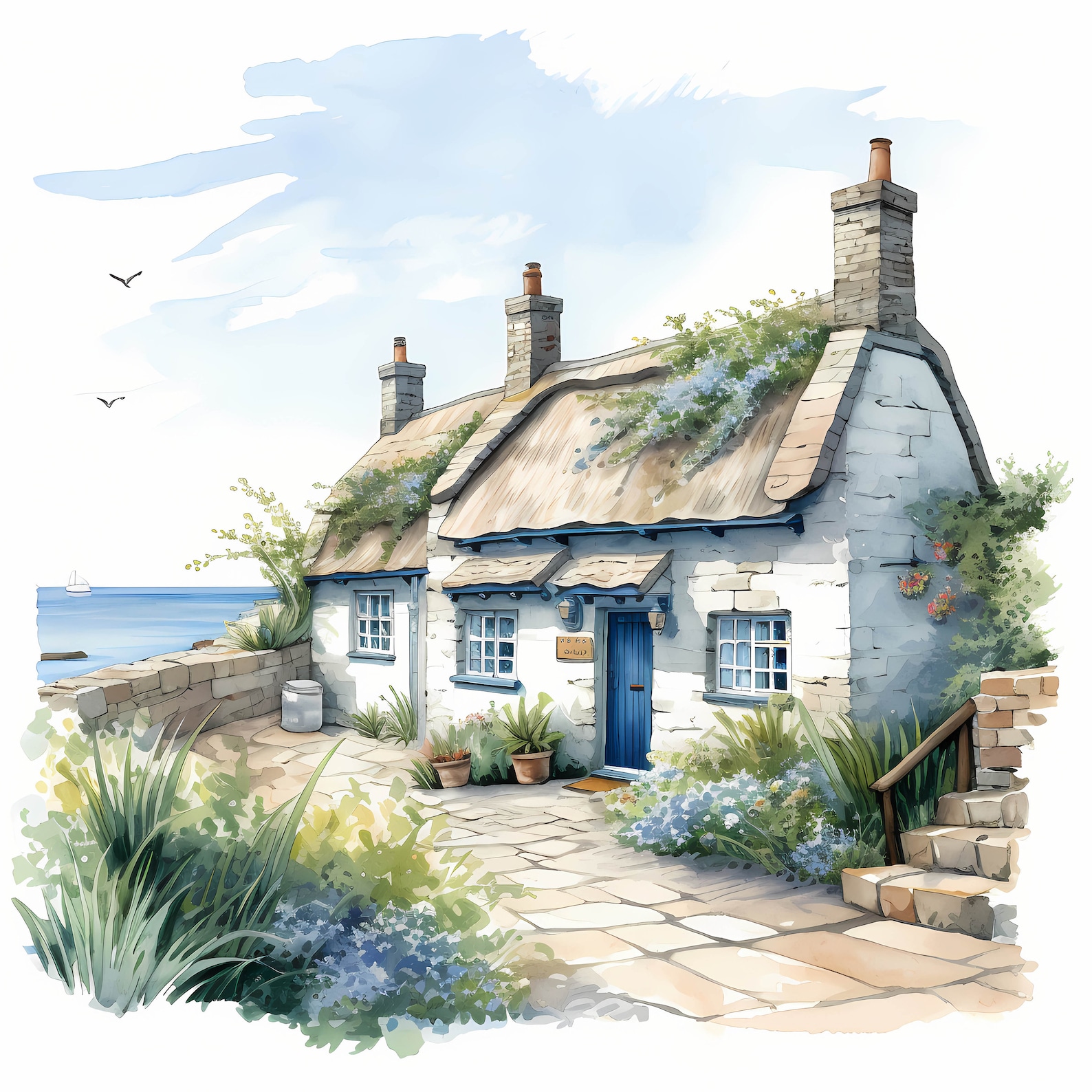 Cornish Cottage Watercolor Clipart, Cottagecore Watercolor Set, Cornish ...