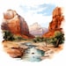 Zion National Park Watercolor Sketch Art Bundle Zion National - Etsy