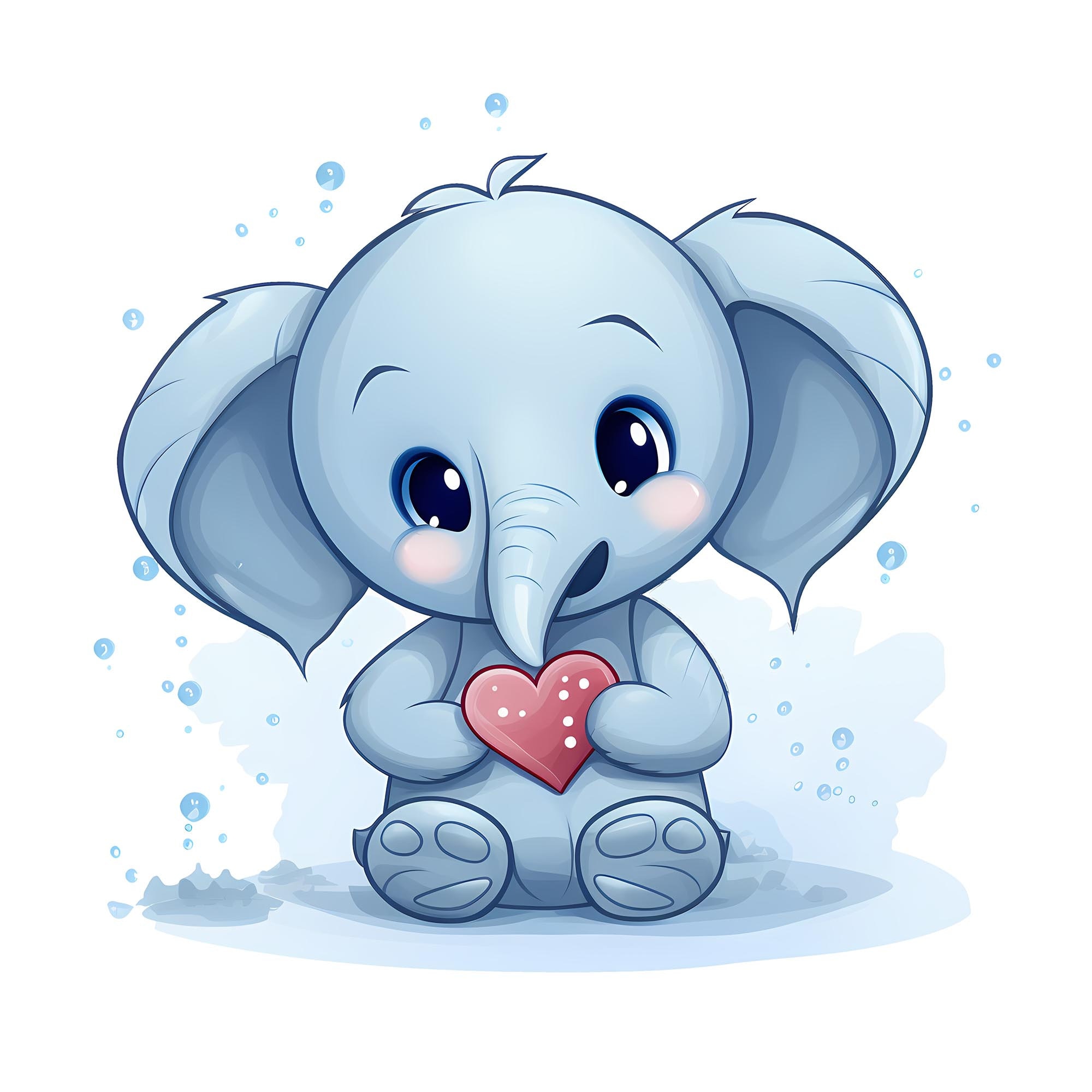 Cute Blue Elephant Watercolor PNG Clipart, Blue Elephant Birthday ...