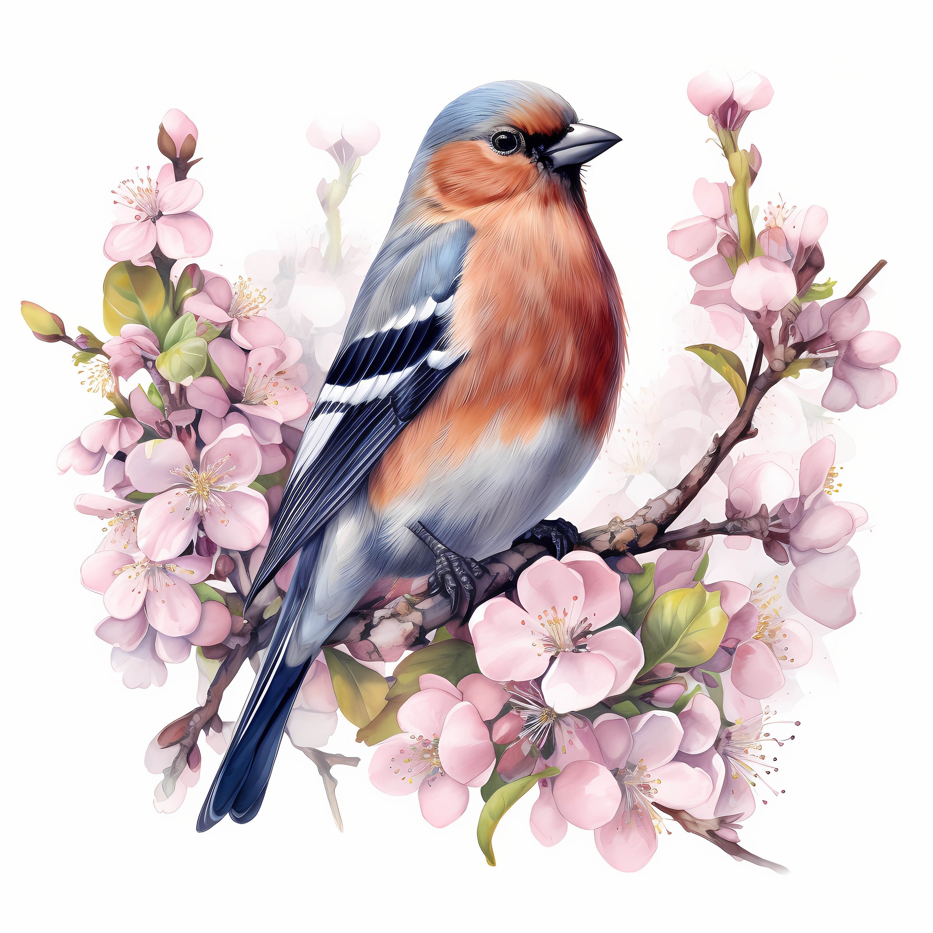 Chaffinch Watercolor Clipart Bundle, Colorful Chaffinch Set, Nursery ...