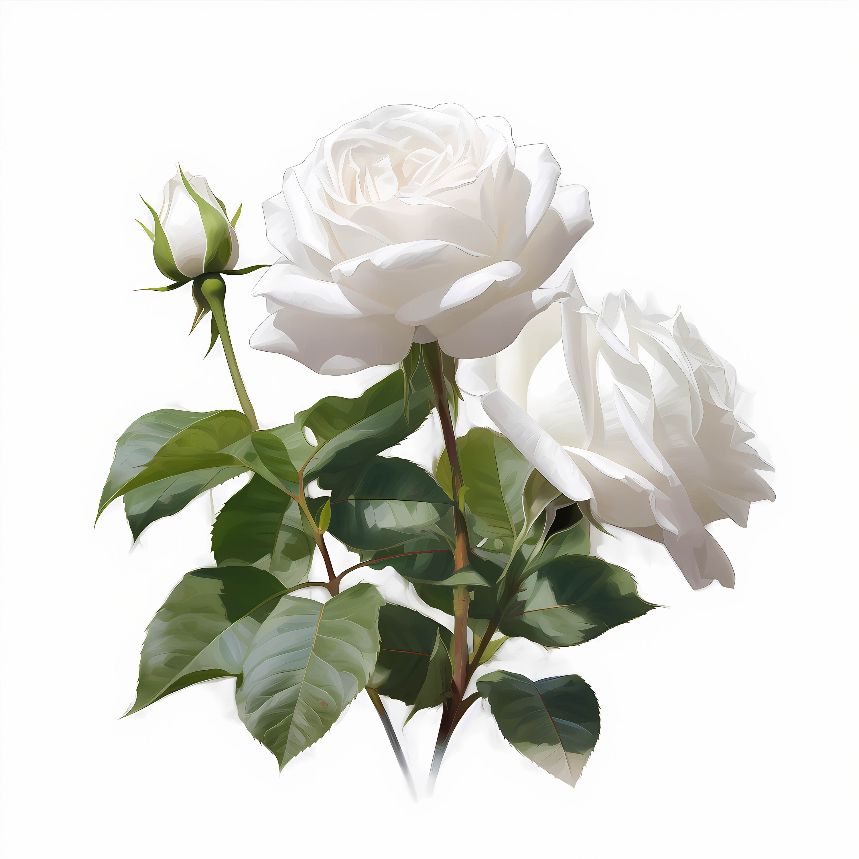 White Rose Watercolor Clipart Bundle, Watercolor Floral Clipart, White ...