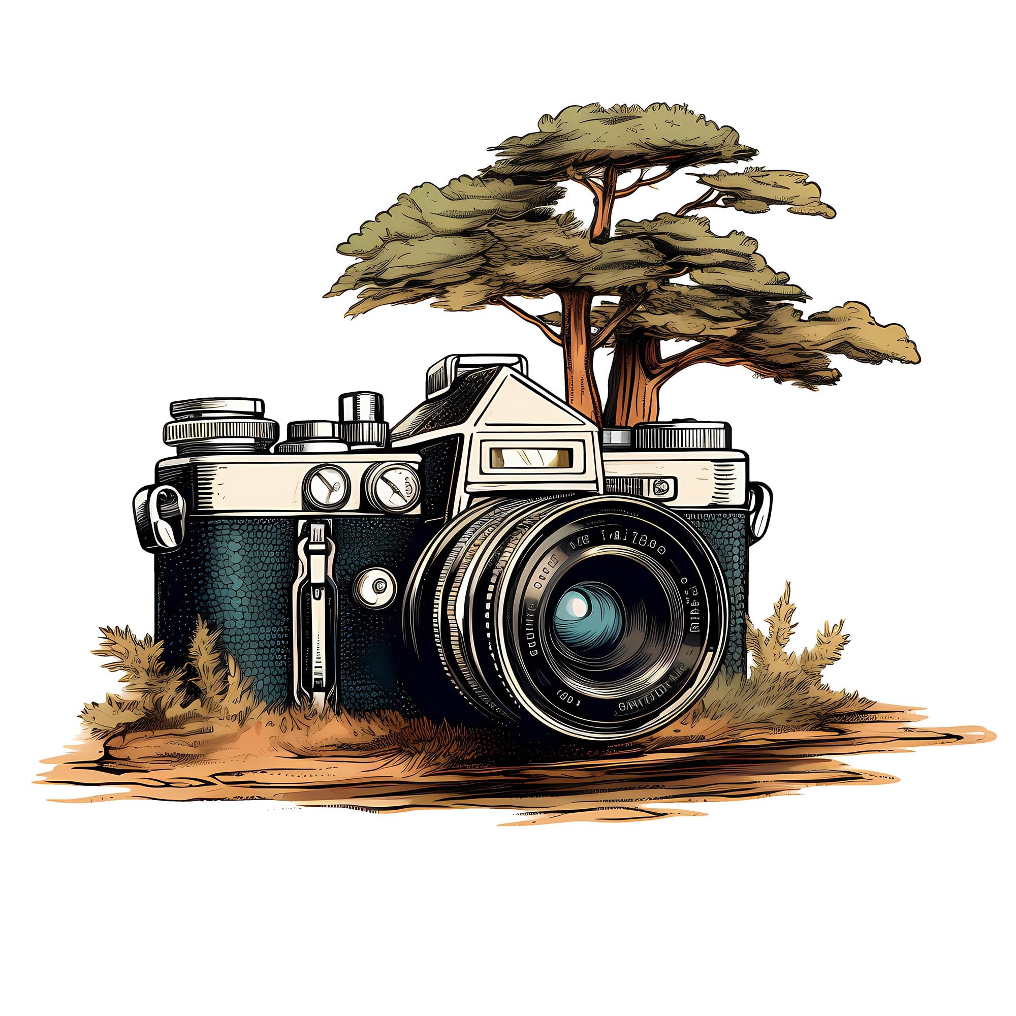 Vintage Camera Watercolor PNG Clipart Bundle, Old Camera Set, Retro ...