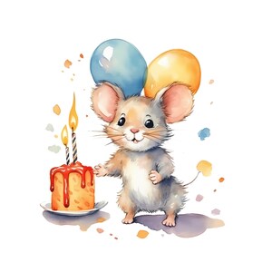 Cute Mouse With Birthday Cake PNG Clipart Bundle, Birthday Cake With ...