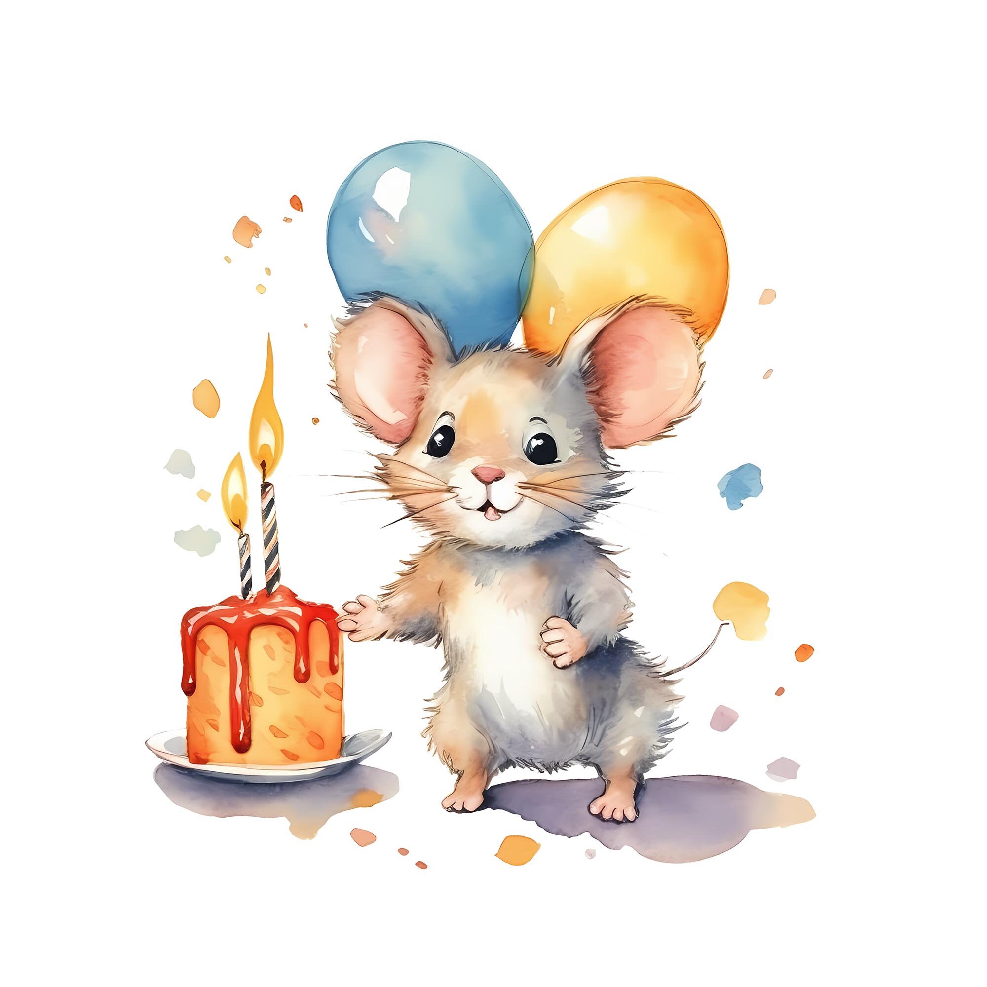 Cute Mouse With Birthday Cake PNG Clipart Bundle, Birthday Cake With ...