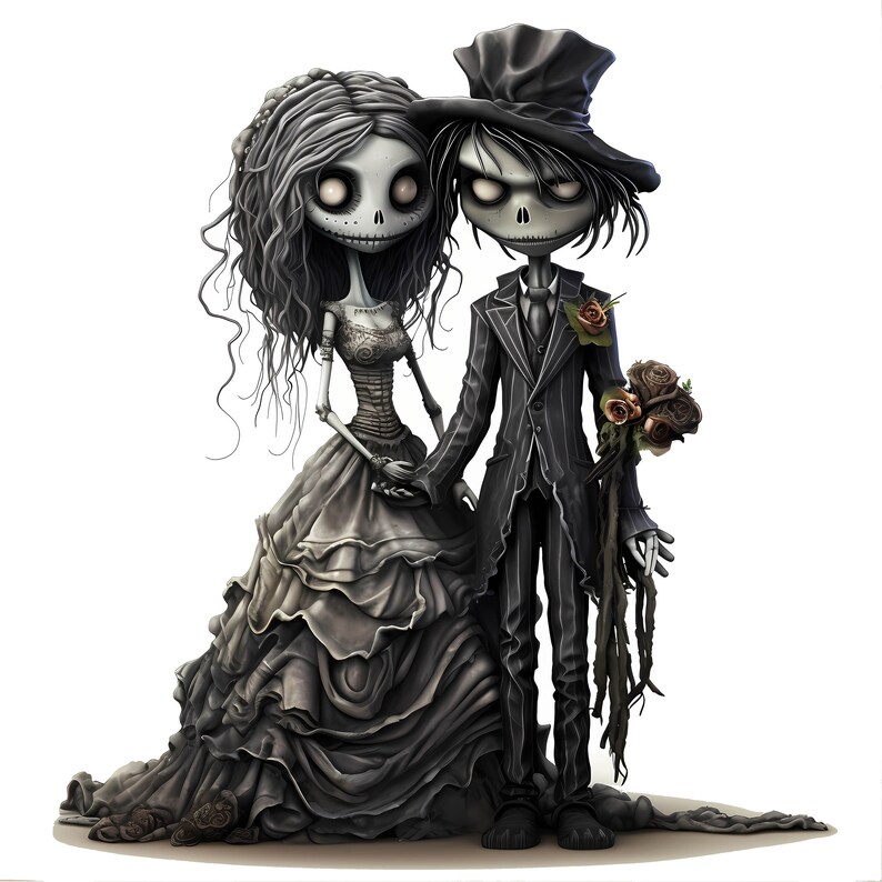 Halloween Spooky Scarecrow With Bride Watercolor Clipart Bundle ...