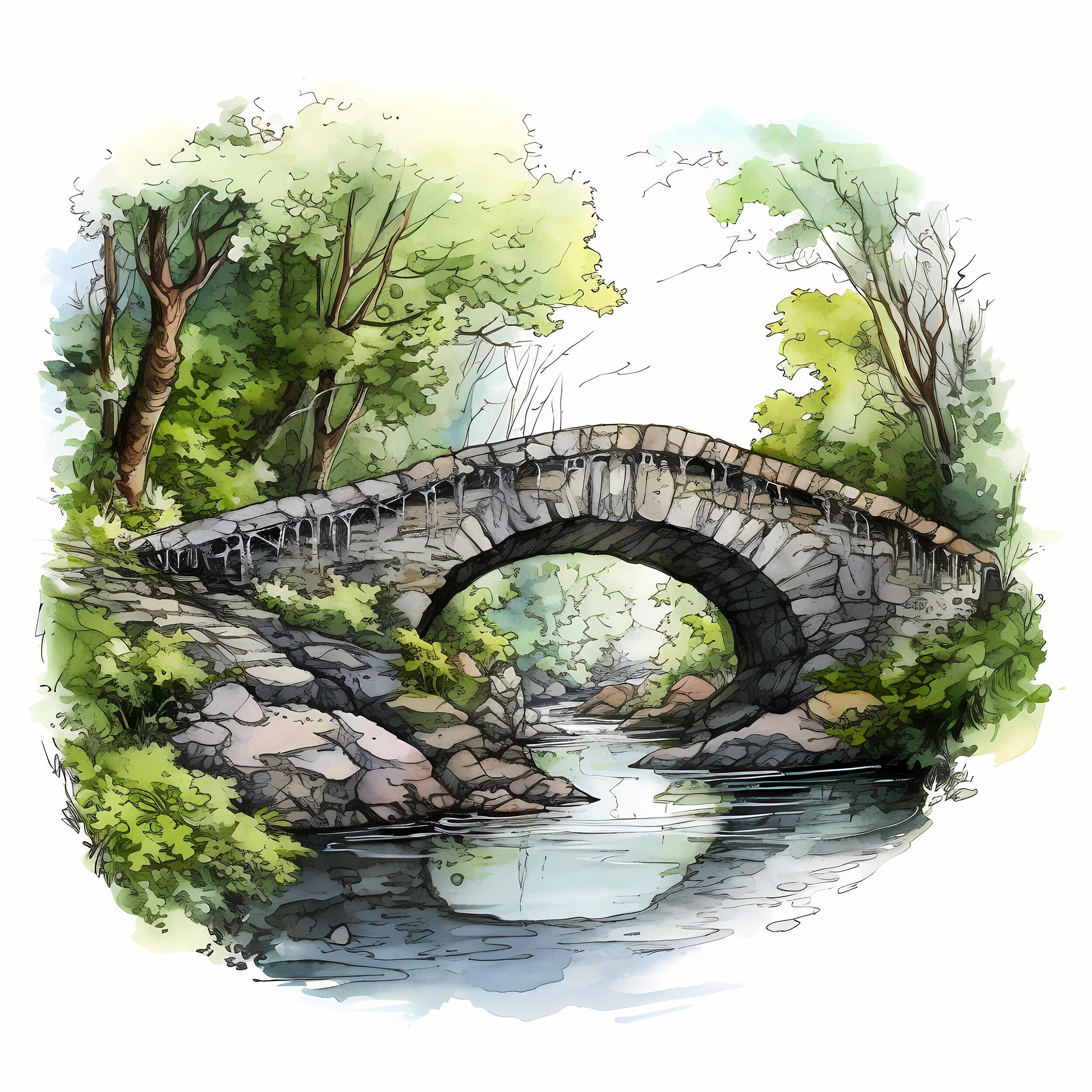 Magic Fairy Forest Bridge Watercolor Clipart, Watercolor Magic Forest ...