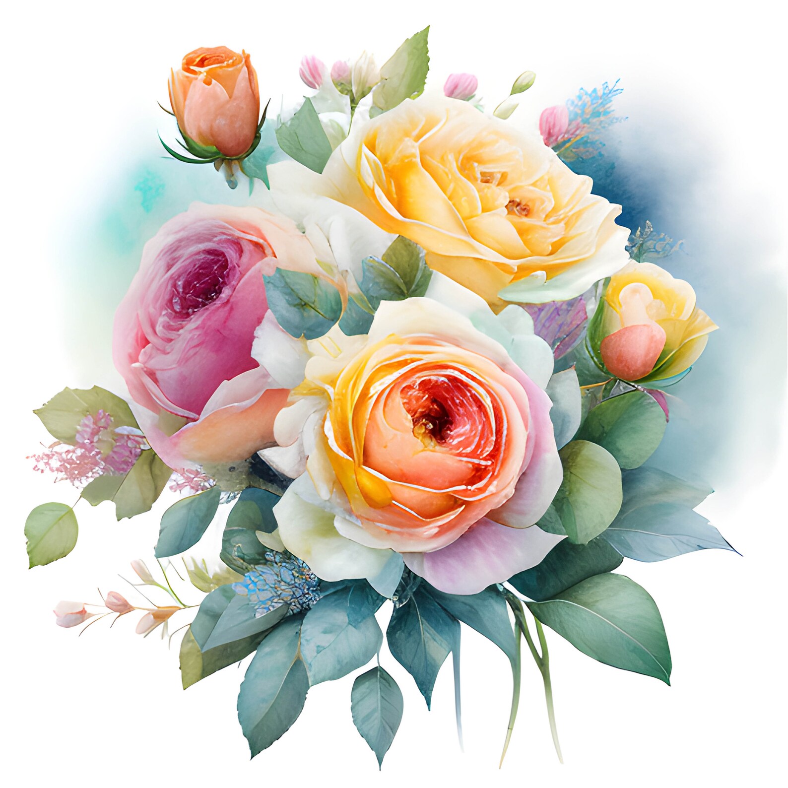 Juliet Rose Watercolor Clipart, Watercolor Floral Clipart, Juliet Rose ...