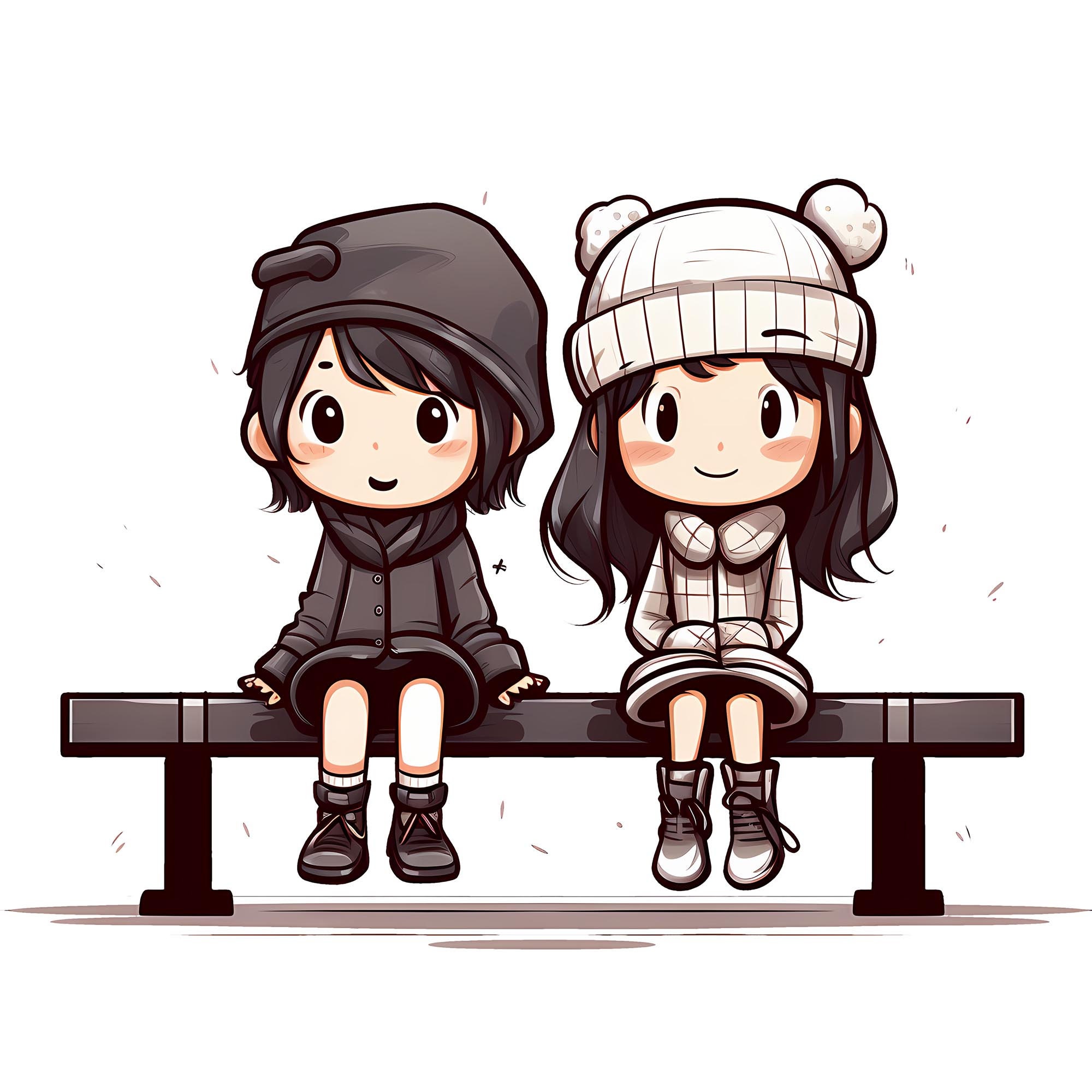 Cute Girls Sitting on A Bench Sketch PNG Clipart Cute Chibi - Etsy