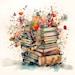 Watercolor Stack of Fantasy Books Clipart, Fantasy Books and Flowers ...