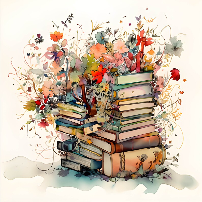 Watercolor Stack of Fantasy Books Clipart Fantasy Books and - Etsy