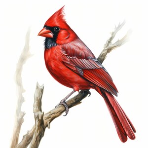 Red Cardinal Watercolor Clipart Bundle, Colorful Red Cardinal Set ...